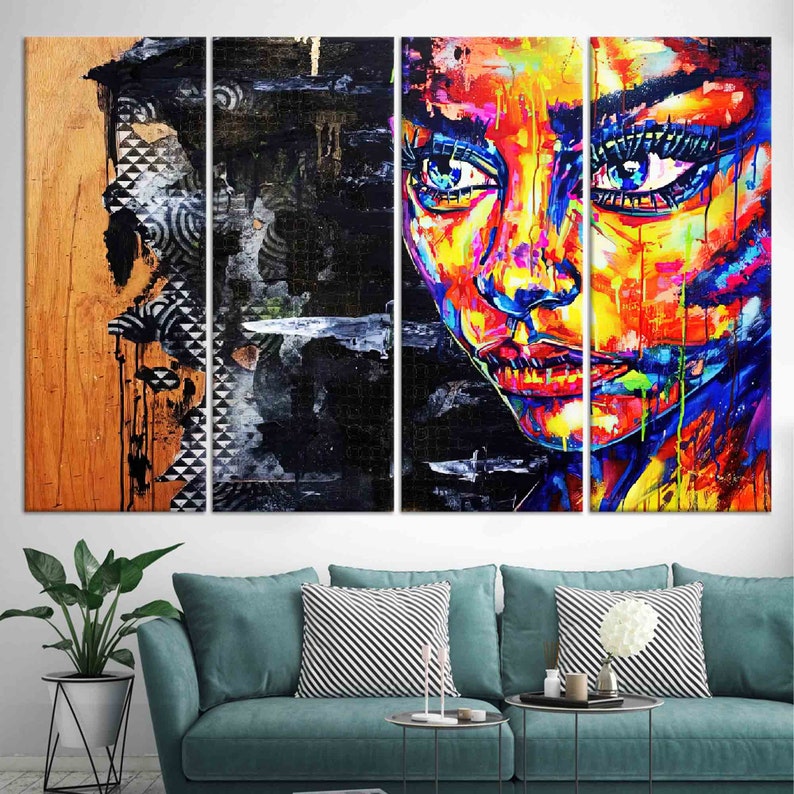 Abstract Woman Portrait: Colorful Glass Panel Art, Modern Wall Decor - Etsy