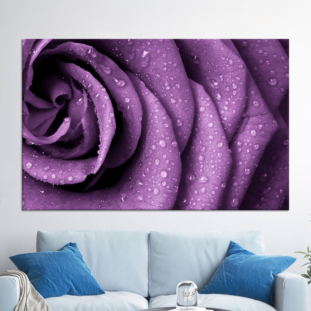 Purple Rose Canvas Art: Modern 3D Flower Wall Decor - Etsy
