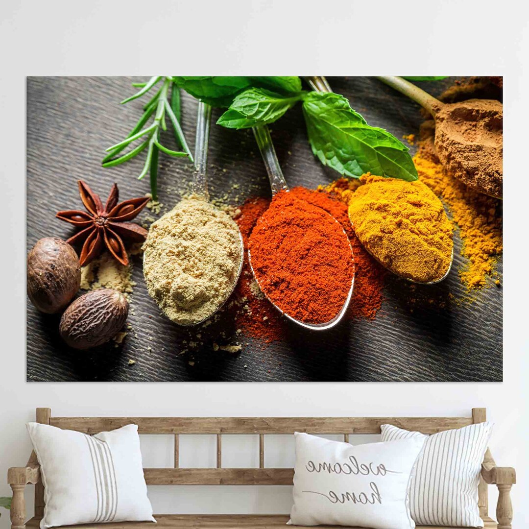 Colorful Spices Wall Art, Modern Artwork, Tempered Glass, Large Glass ...