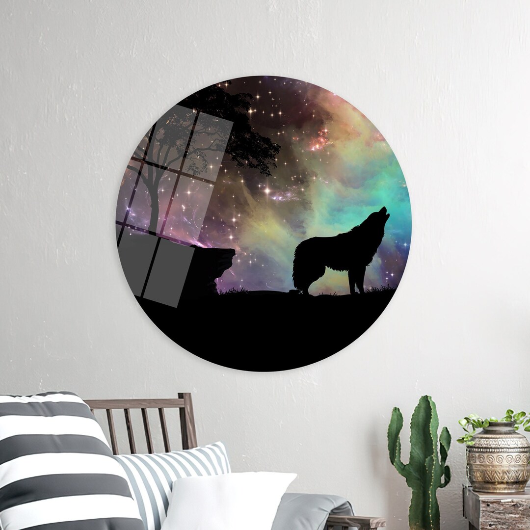 Wolf Wall Art, Farmhouse Decor, Tempered Glass, Animal Canvas, Bedroom ...