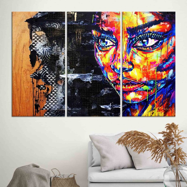 Abstract Woman Portrait: Colorful Glass Panel Art, Modern Wall Decor - Etsy