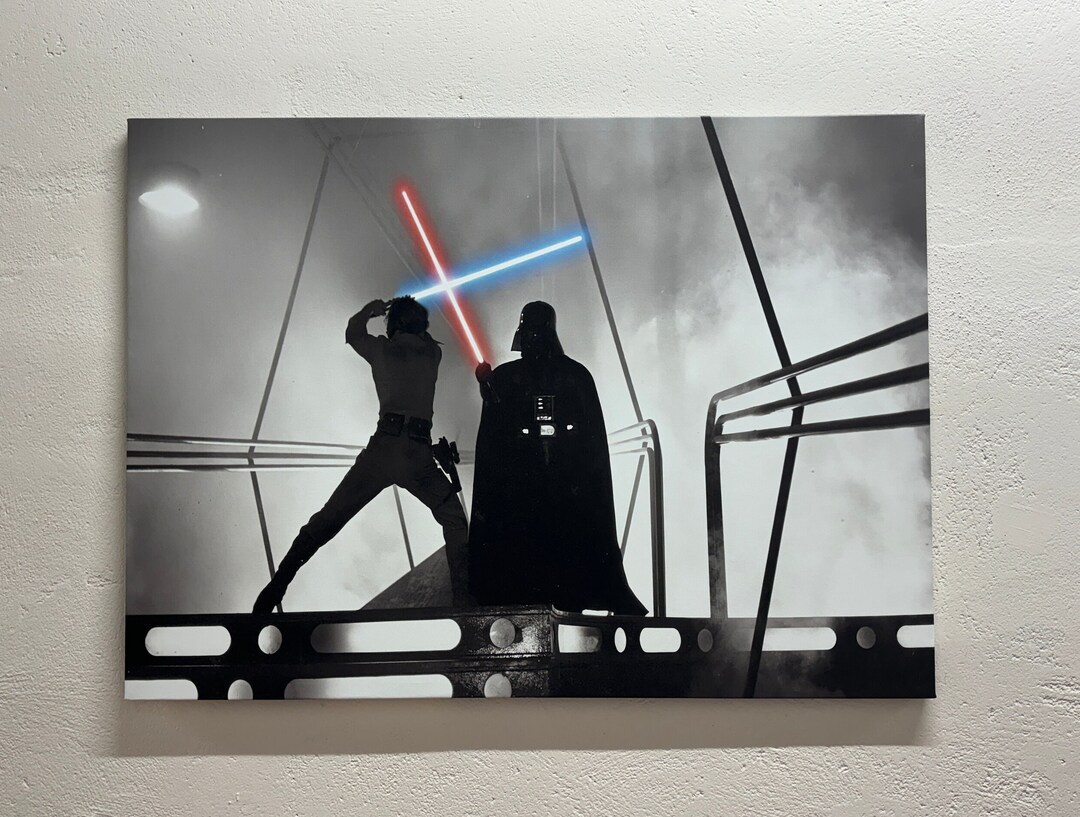 Darth Vader Luke Skywalker Fight, Large Wall Art, Boy Room Decor, Darth ...