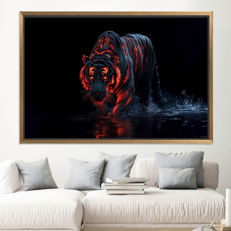 Surrealist Tiger Canvas Wall Art: Animal Print Poster - Etsy