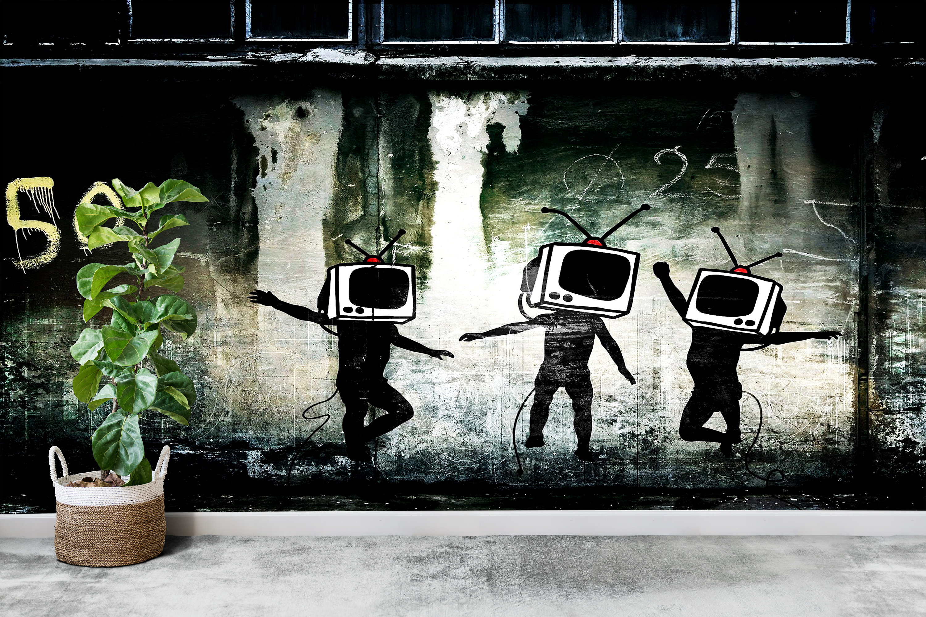 Banksy Dancing TV Graffiti Wallpaper Border: Art Deco Wall Covering - Etsy