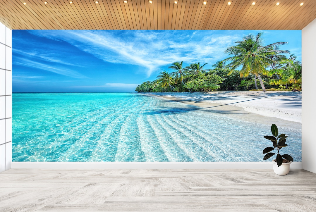 Tropical Ocean Wallpaper: 3D Sea Landscape Wall Decor - Etsy