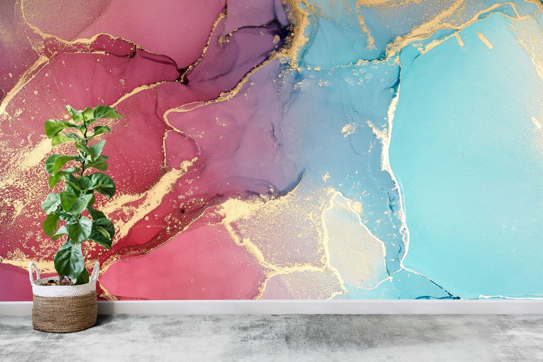 Wallpaper Patent, 3D Wall Mural, Gift for Him, Pink and Blue Marble ...