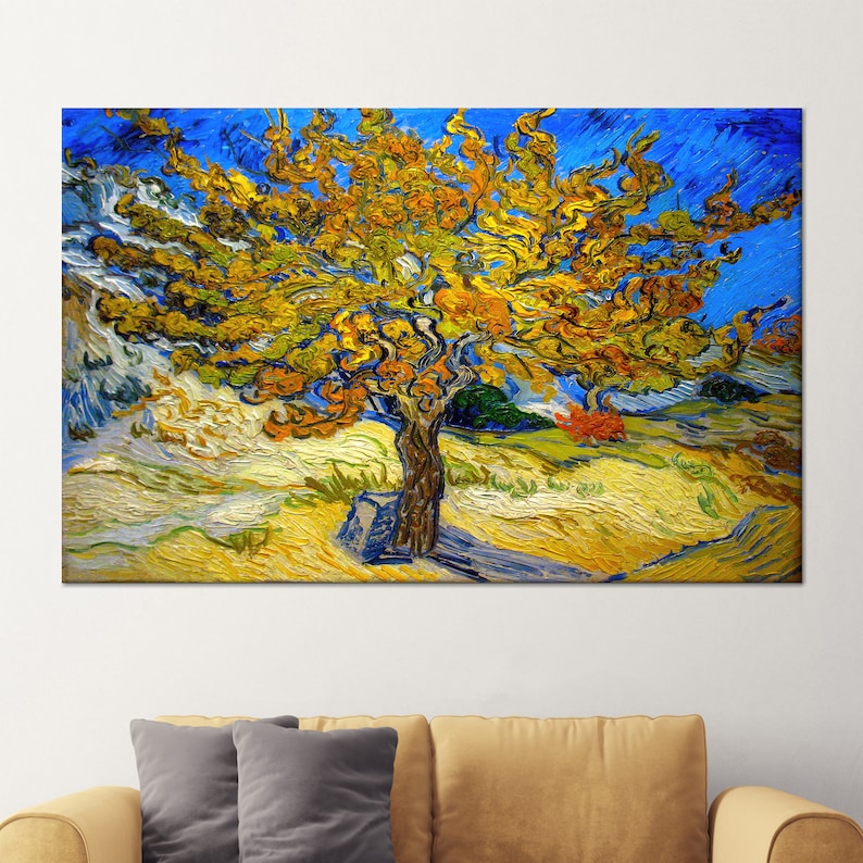 Van Gogh 'mulberry Tree' Tempered Glass Wall Art: Living Room Decor - Etsy