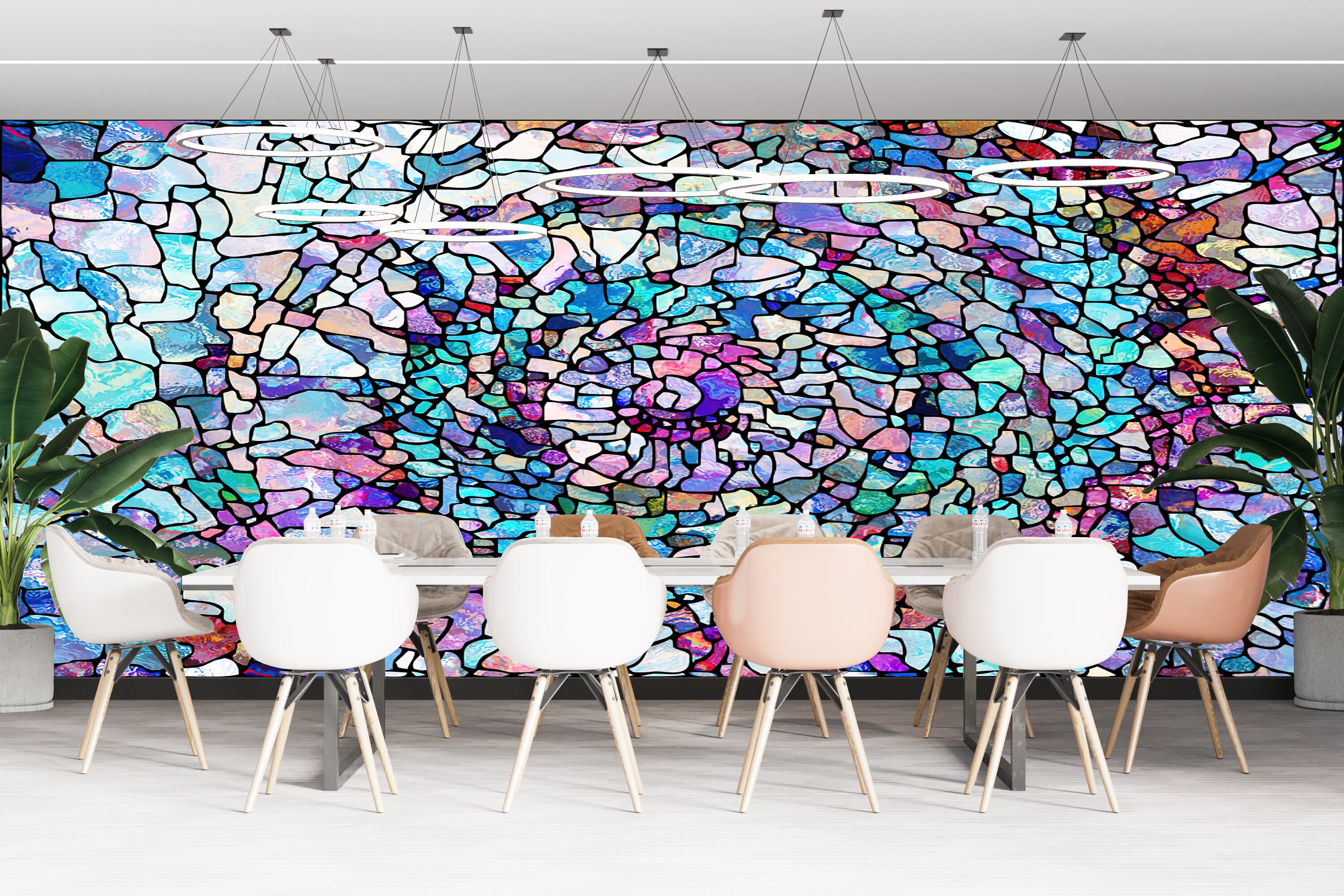 Abstract Stained Glass Spiral Wallpaper Mural - Peel & Stick Wall Art ...