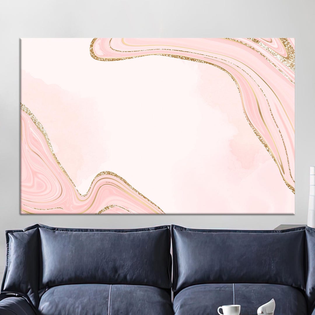 Pink Poster, Girl Room Wall Hanging, Pink Marble Art Canvas, Gifts ...