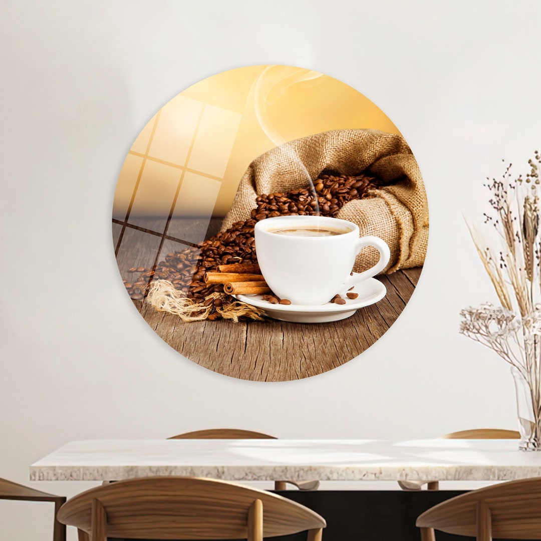 Coffee Cup Tempered Glass Wall Art: Kitchen Decor - Etsy