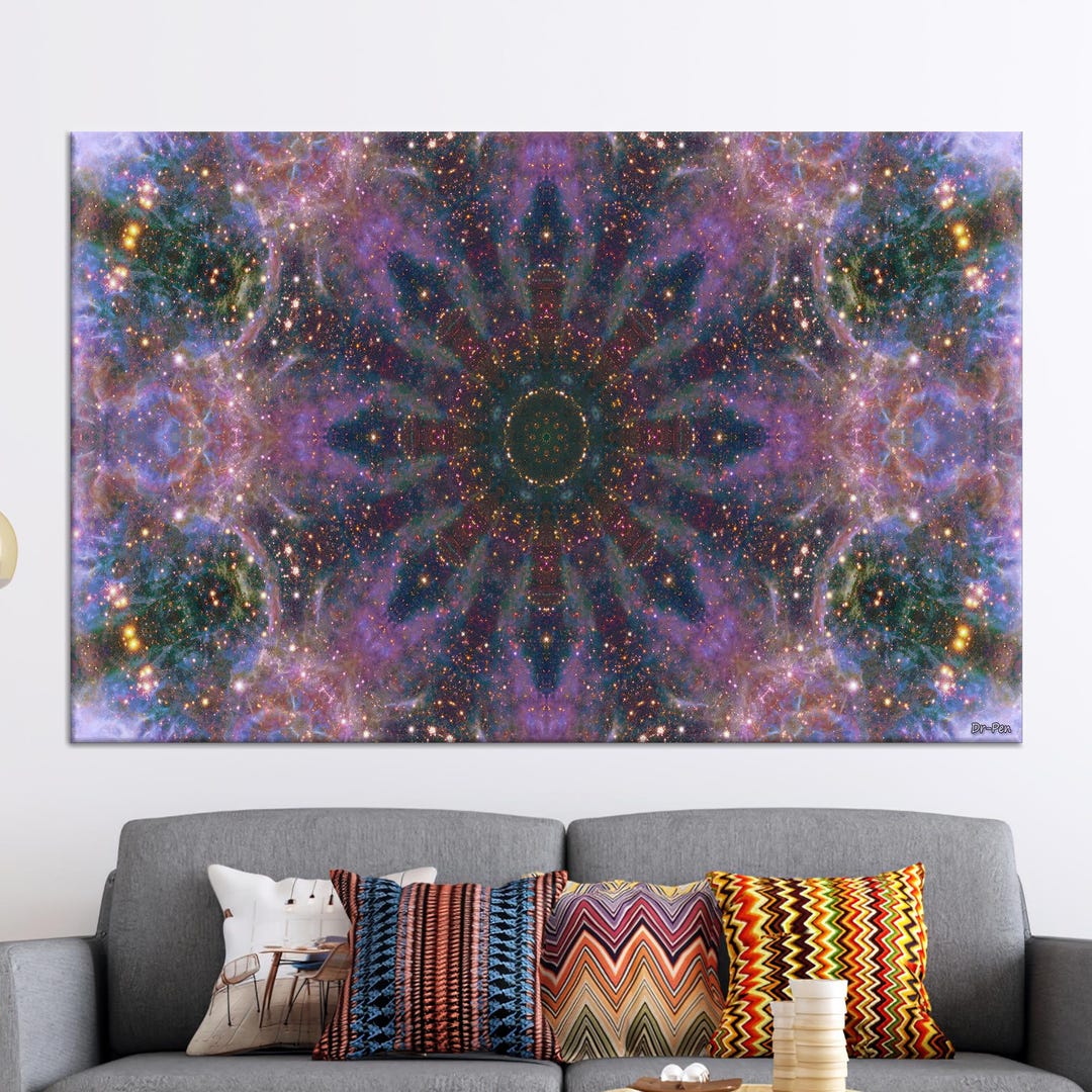 Living Room Decor Art, Mandala Pattern Poster, Purple Mandala Poster ...