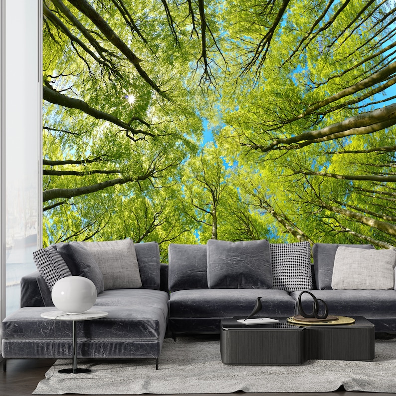 3D Forest View Wallpaper: Tree Branch Landscape Wall Art - Etsy