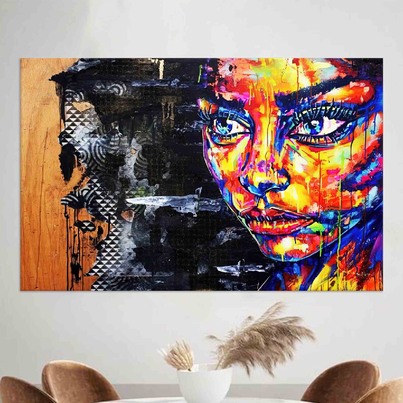 Abstract Woman Portrait: Colorful Glass Panel Art, Modern Wall Decor - Etsy
