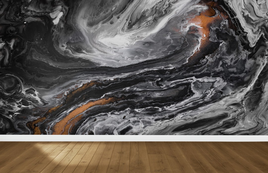 Black and Copper Marble Wall Art: Removable Wallpaper - Etsy