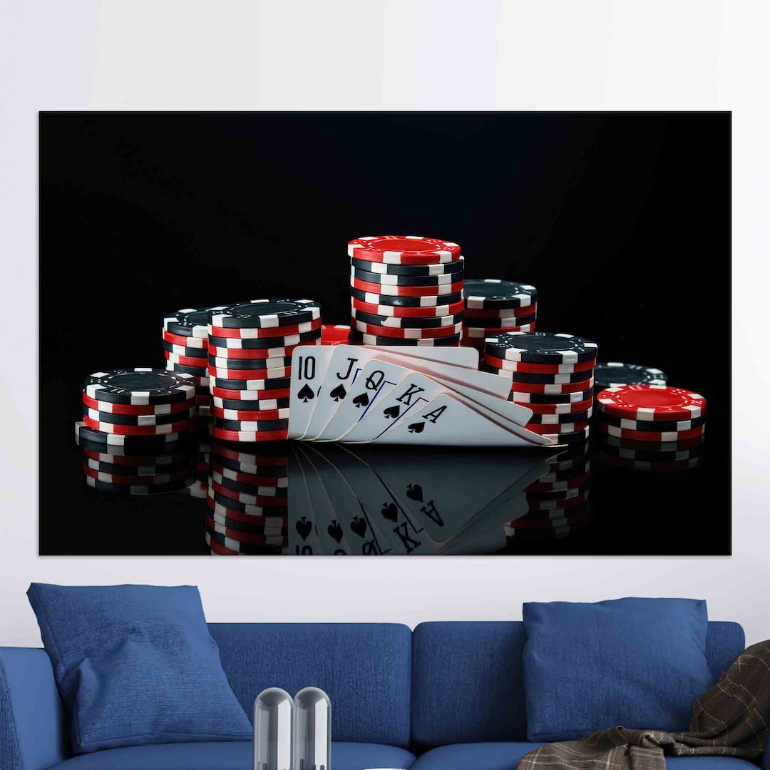 Spades Wall Art, Royal Flush Art, Poker Wall Decor, Modern Artwork ...