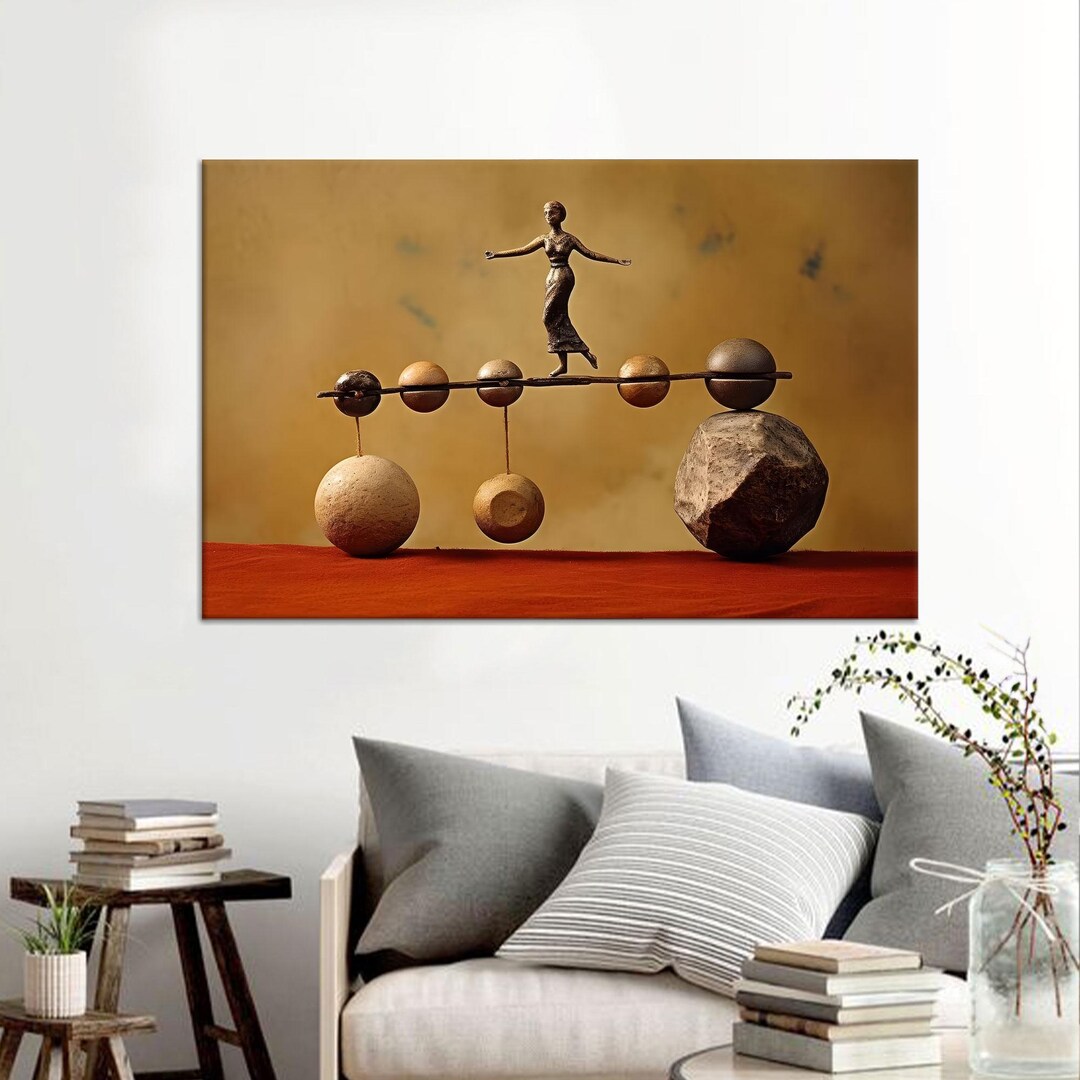 Balancing Woman Canvas Art: Abstract Modern Print - Etsy
