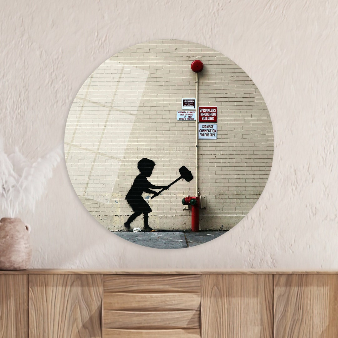 Large Canvas, Glass Art Wall Decor, 3D Table, Contemporary Art, Banksy ...