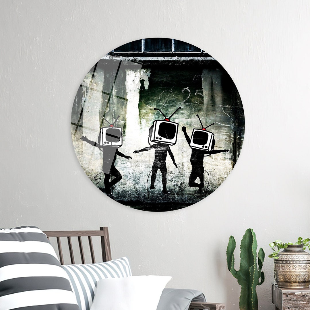 3D Wall Art, Wedding Gift for Couple Personalized, Banksy Dancing TV ...