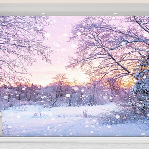 Snowy Landscape Wall Mural: 3D Winter Forest View - Etsy