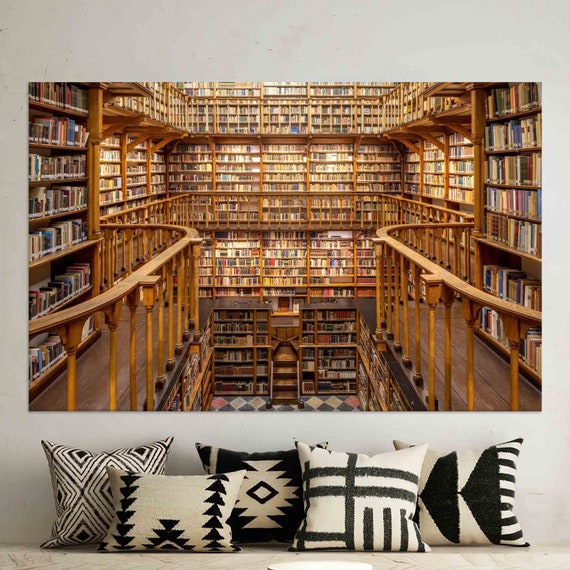 Modern Library Wall Painting The Library Wall Art | Fab Home Interiors