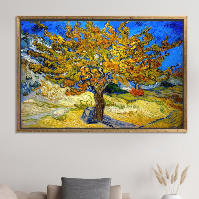 Van Gogh 'mulberry Tree' Tempered Glass Wall Art: Living Room Decor - Etsy