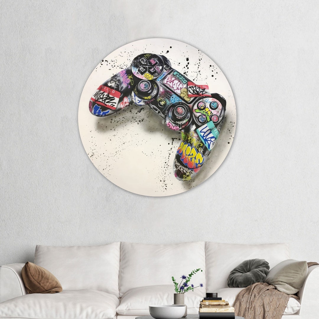 Banksy Graffiti Game Console Glass Art, Play Room 3D Canvas, Banksy ...