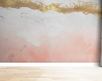 Pink and Gray Marble Wall Mural, Wall Decorations, Pink Wall Art, Pink ...