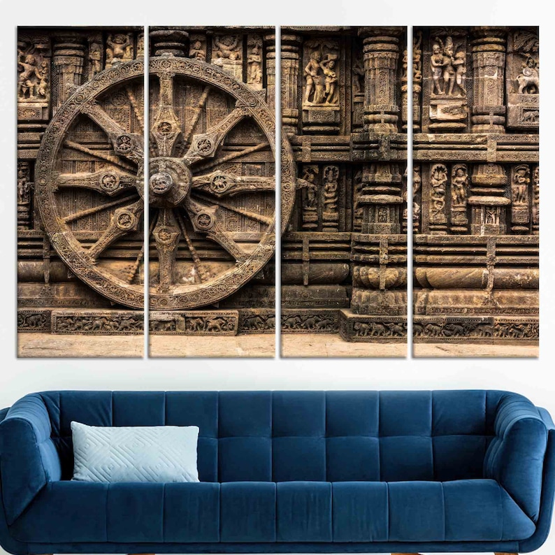 Konark Sun Temple Chariot Wheel Art: Canvas, Framed, or Glass Print - Etsy