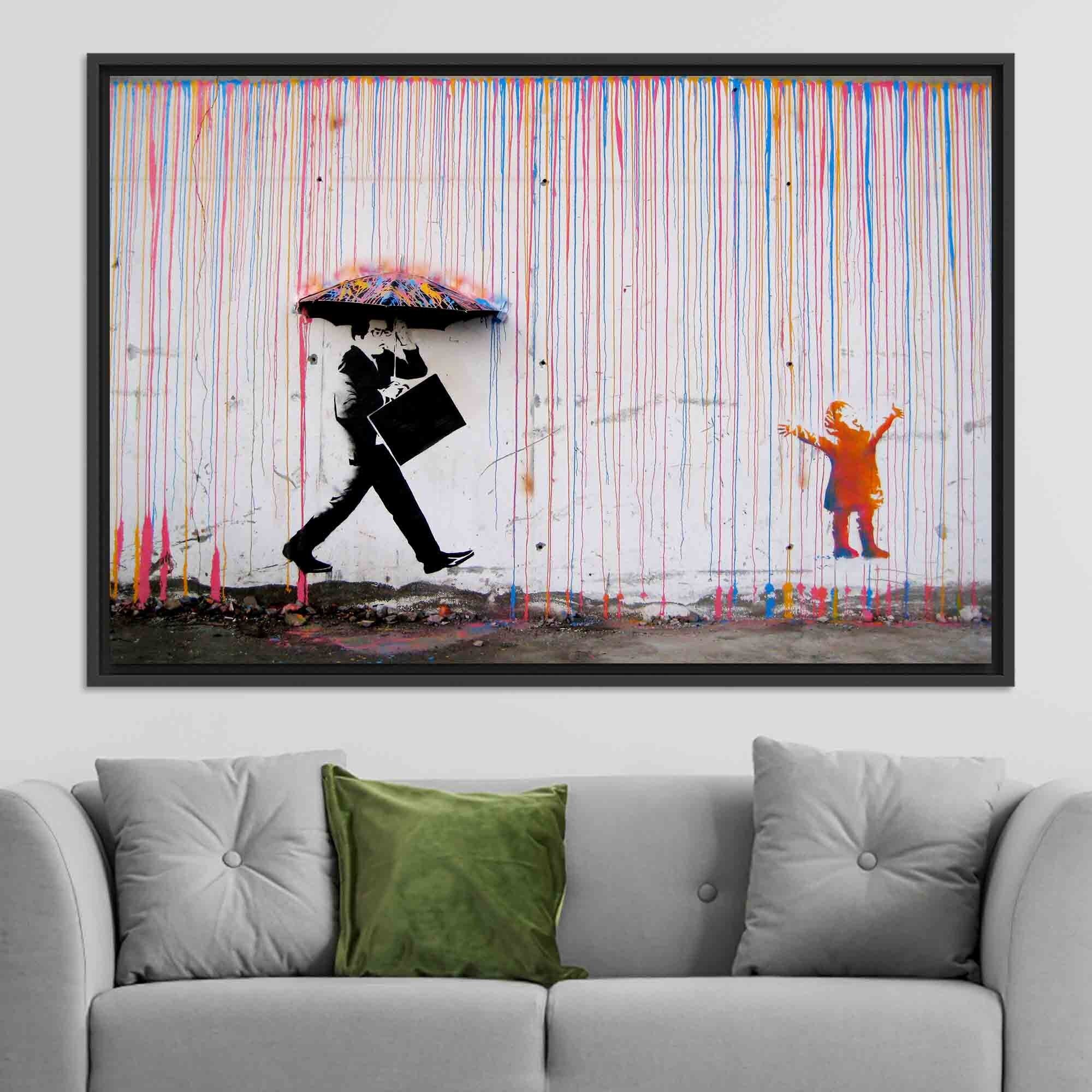 Banksy Color Rain Banksy Umbrella Wall Art Banksy Wall Art - Etsy
