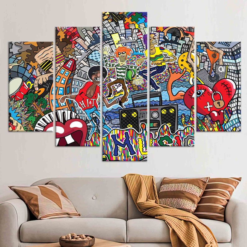 Music Graffiti Tempered Glass Wall Art: Colorful Home Decor - Etsy