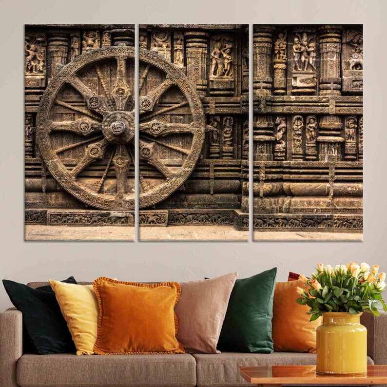Konark Sun Temple Chariot Wheel Art: Canvas, Framed, or Glass Print - Etsy