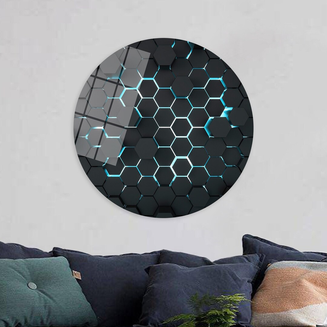 3D Geometric Hexagon Wall Art: Black Canvas Print - Etsy