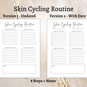 Skin Cycling Routine Template Printable, Skin Cycling Cheat Sheet, Skin Cycling Calendar Guide ...