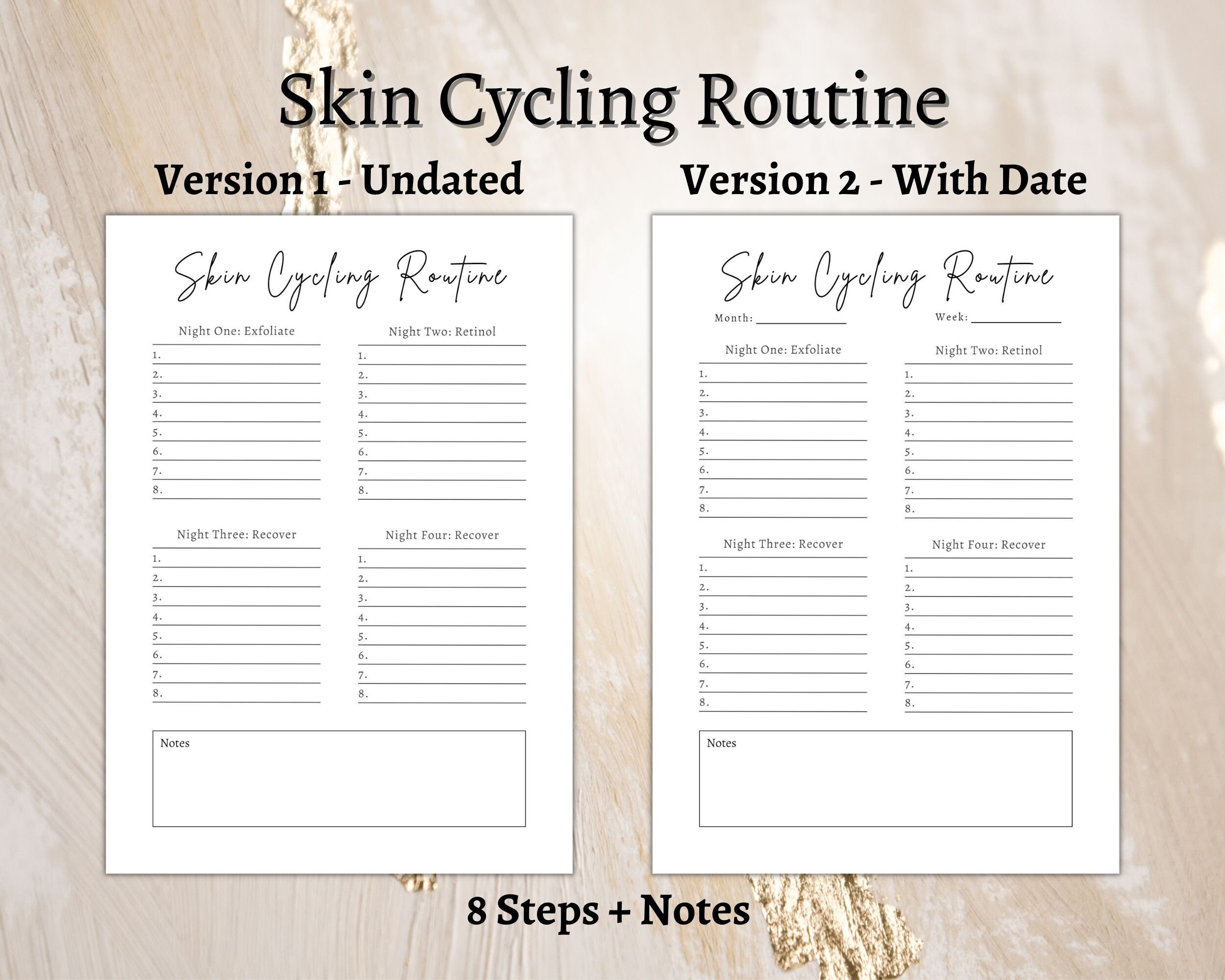 Skin Cycling Routine Template Printable Skin Cycling Cheat Sheet Skin