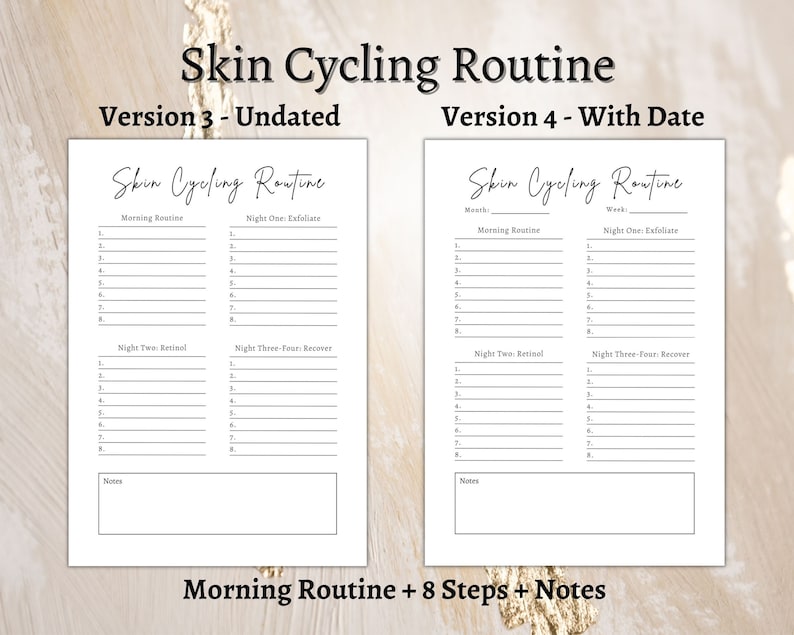 Skin Cycling Planner Printable Skincare Routine Template Printable Skin ...