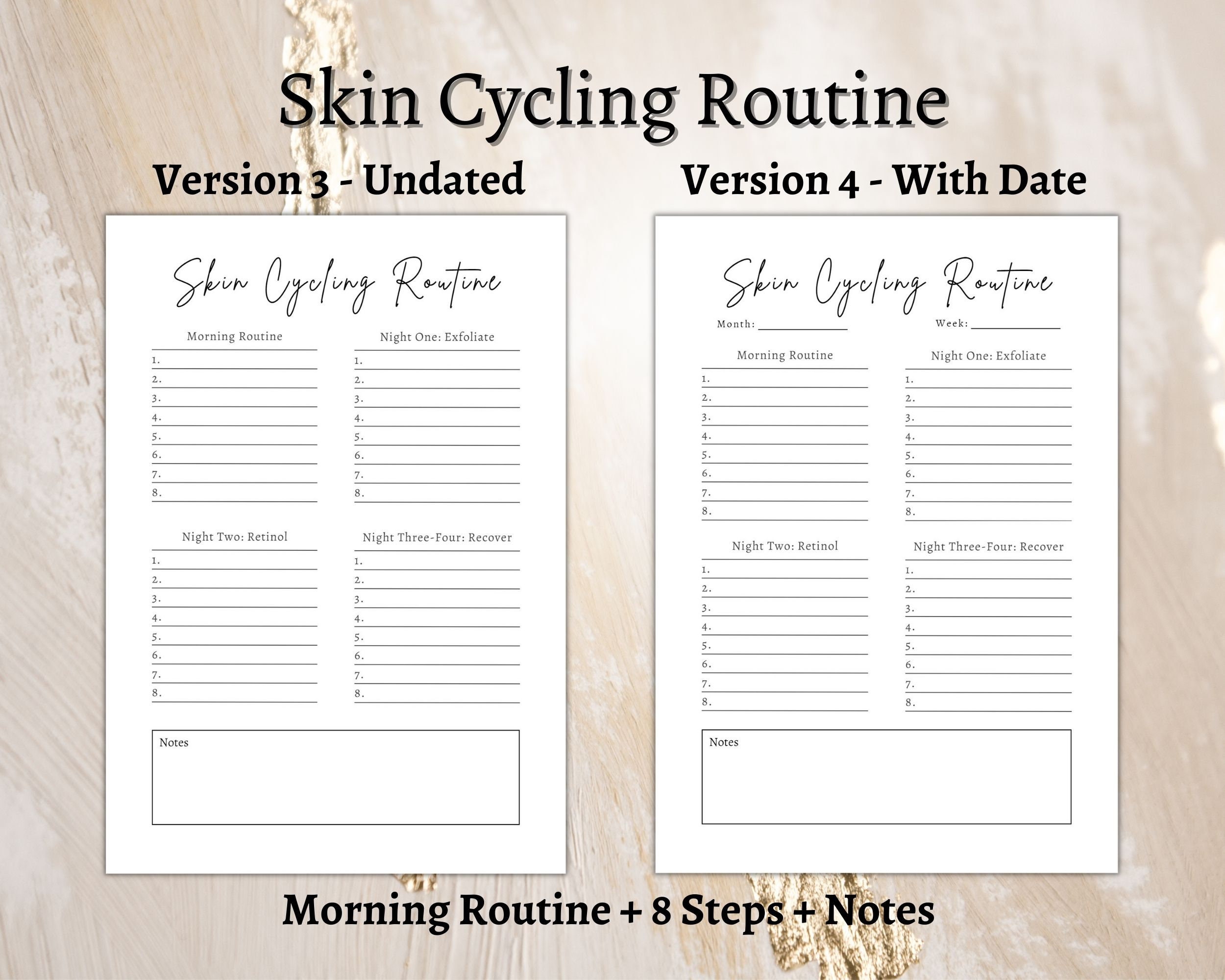 Skin Cycling Planner Printable Skincare Routine Template Printable Skin ...