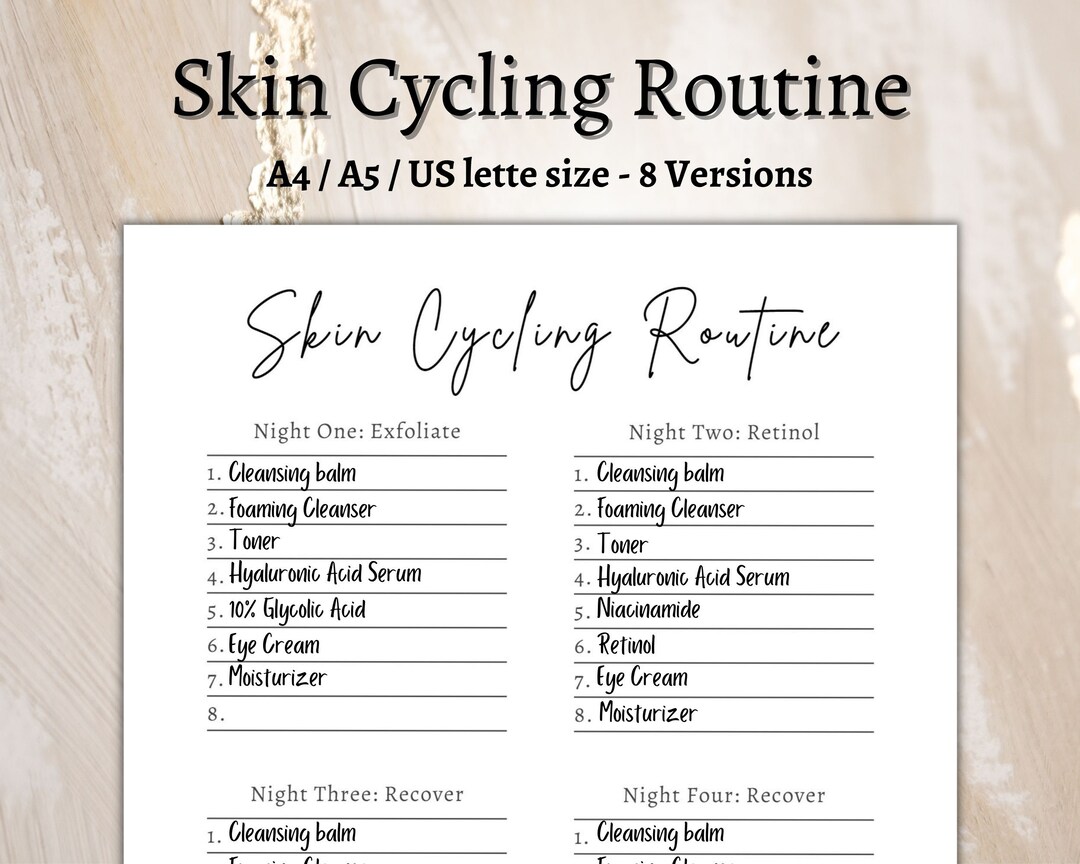 Skin Cycling Planner Printable Skincare Routine Template Printable Skin ...