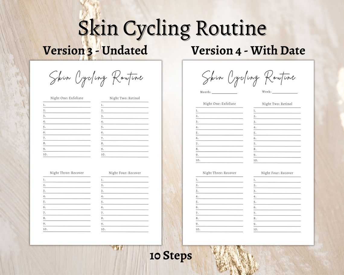 Skin Cycling Routine Template Printable, Skin Cycling Cheat Sheet, Skin ...