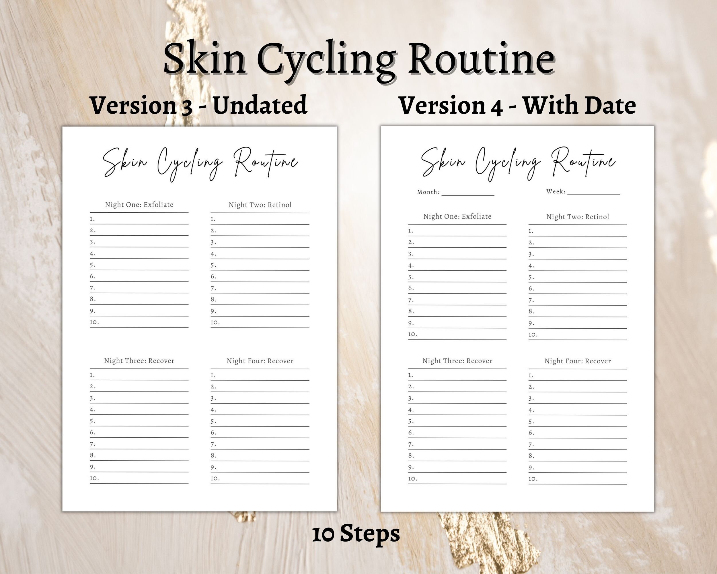 Skin Cycling Routine Template Printable, Skin Cycling Cheat Sheet, Skin Cycling Calendar Guide ...