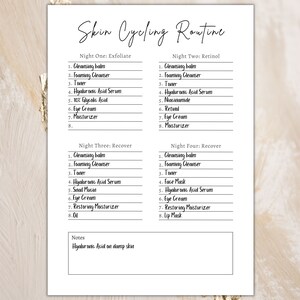 Skin Cycling Planner Printable Skincare Routine Template Printable Skin ...