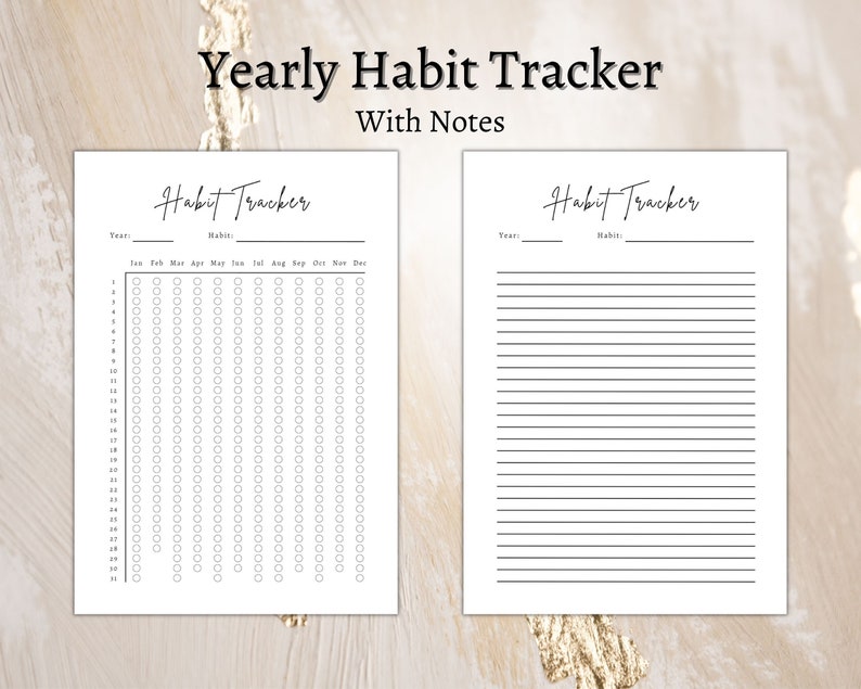 Yearly Habit Tracker Printable Template, Annual Goal Tracker, Routine ...