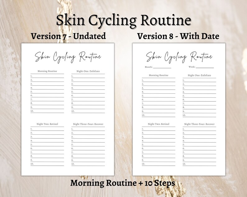 Skin Cycling Planner Printable Skincare Routine Template Printable Skin ...