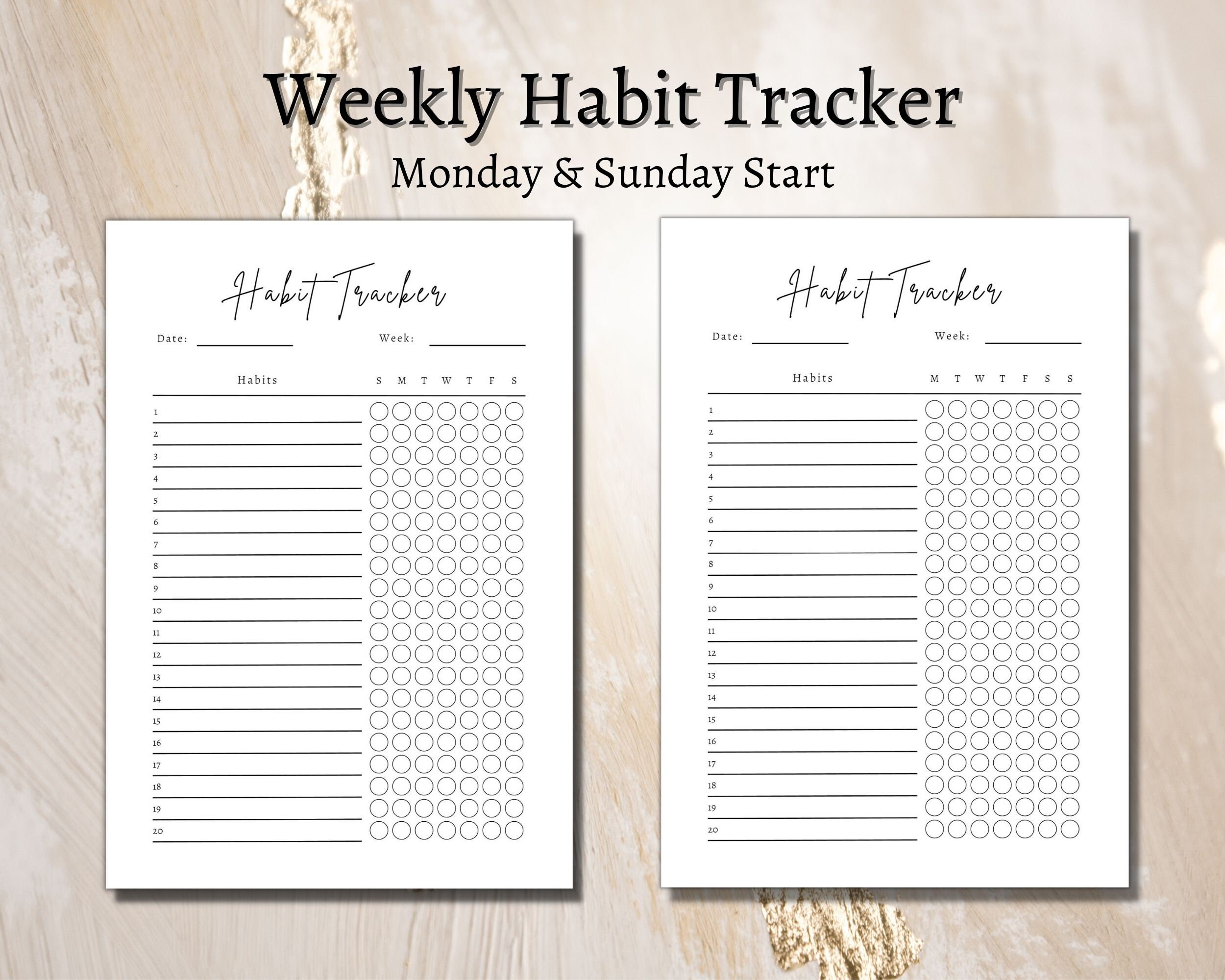 Habit Tracker Printable Weekly Habit Tracker Printable Habit Tracker ...