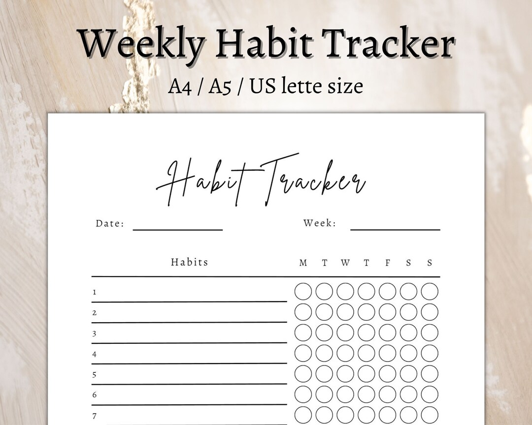Weekly Habit Tracker Printable, Habit Tracker Template, Routine Tracker ...