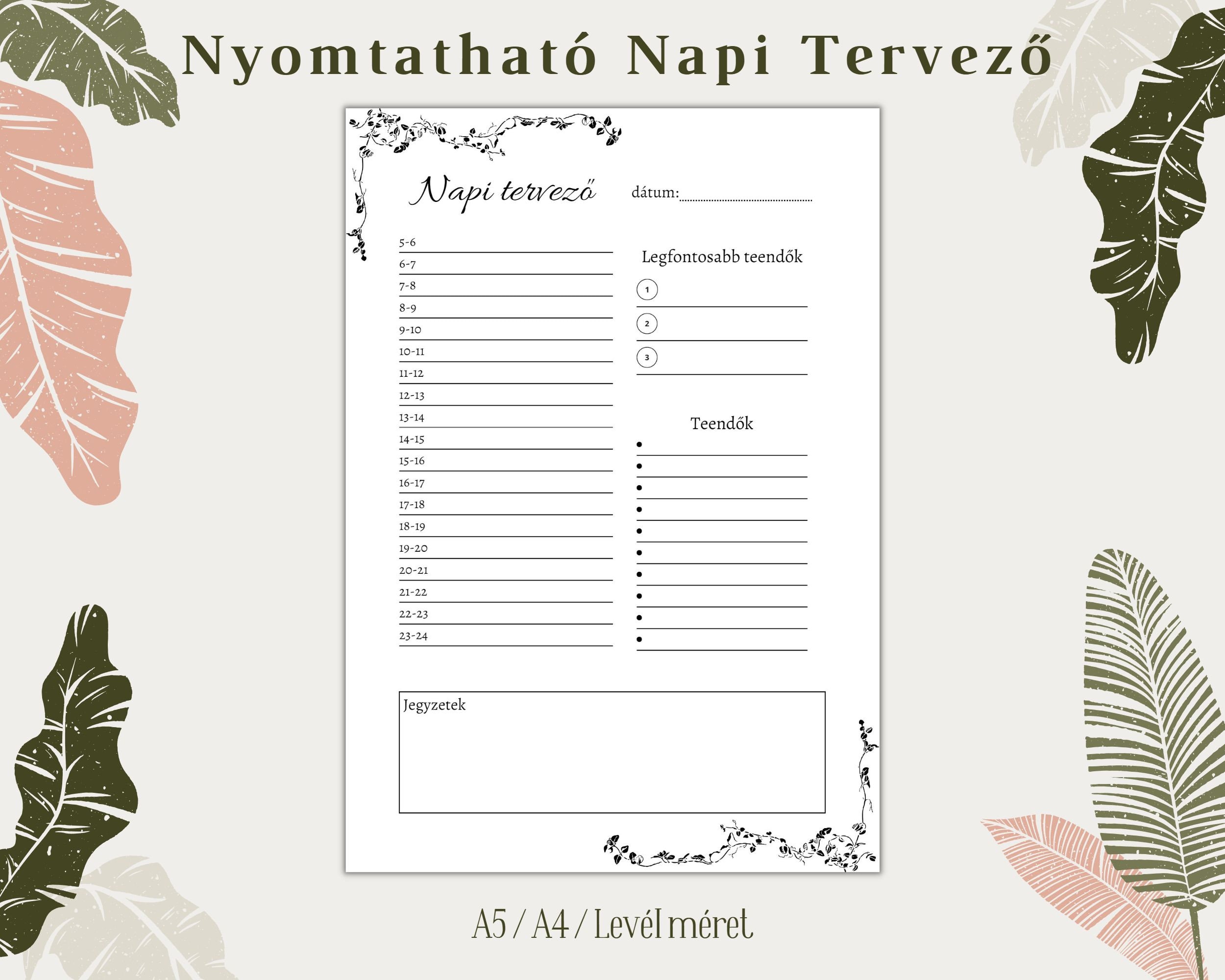 Hungarian Calendar Printable | Daily Planner Printable | Daily to Do ...