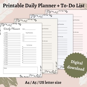 24 Hour Daily Planner Printable | Daily to Do List | Personal Daily ...