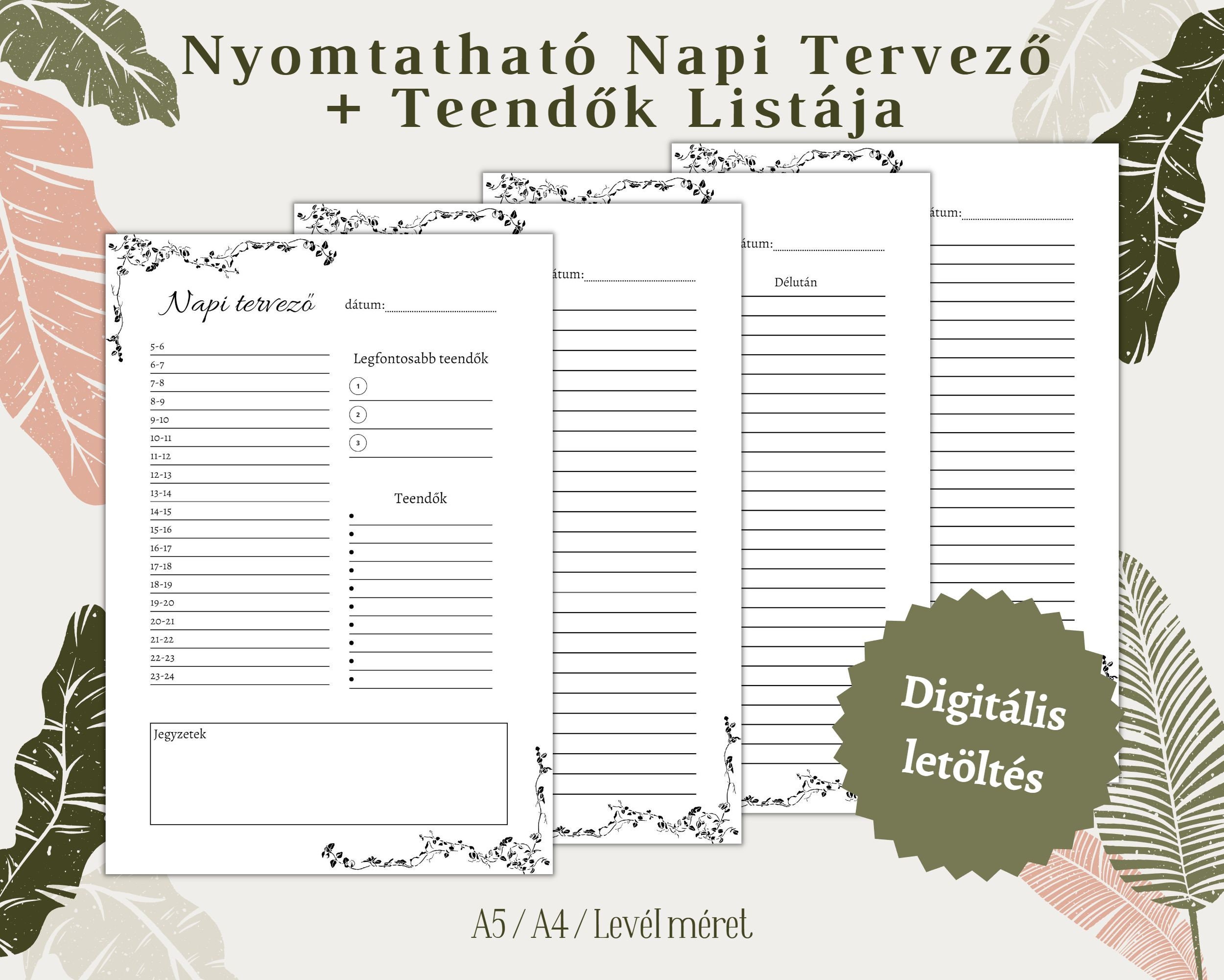 Hungarian Calendar Printable | Daily Planner Printable | Daily to Do ...