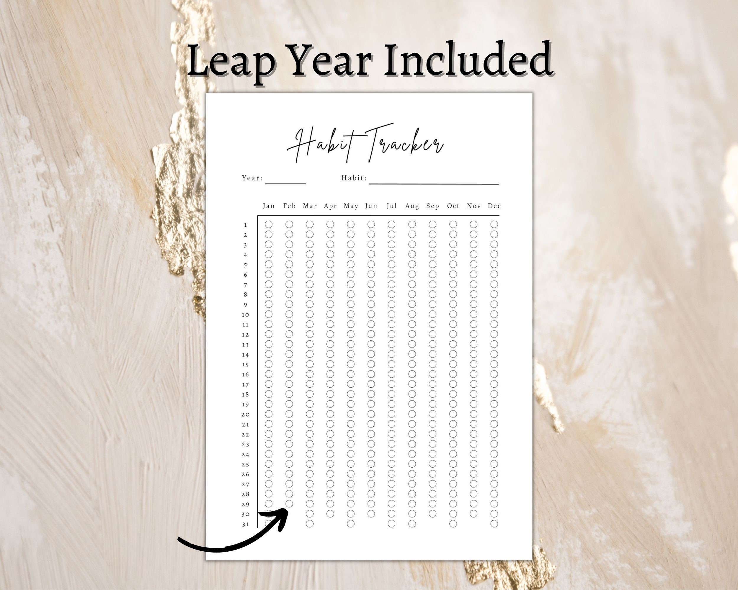 Yearly Habit Tracker Printable Template, Annual Goal Tracker, Routine ...