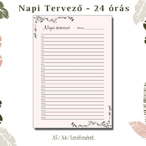 Nyomtatható Napi Tervező | Rózsaszín Naptár Magyarul | Hungarian ...