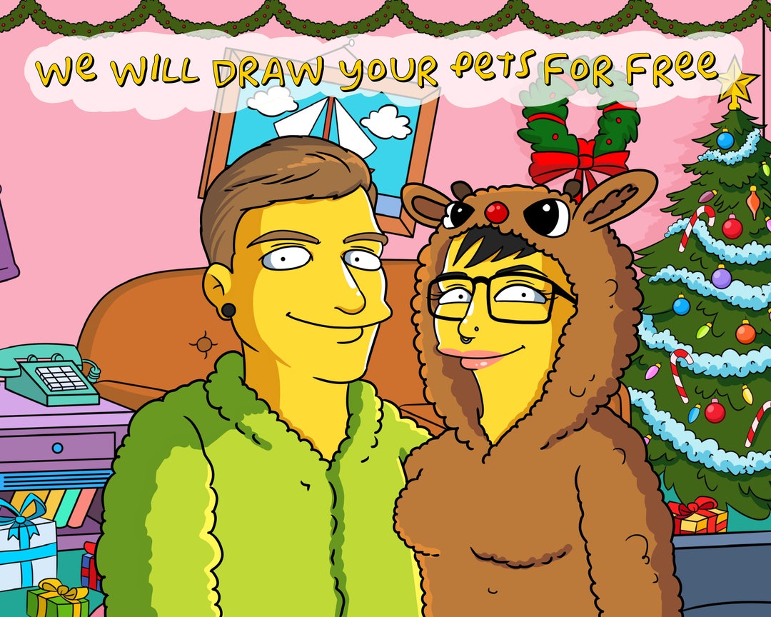 Custom Simpsons Portrait Simpson Art Gift for Couples Family - Etsy